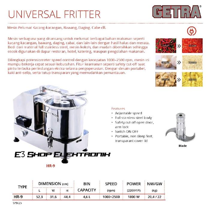 Promo Getra Universal Fritter HR9 Blender Mixer Bumbu HR 9 Cicil 0% 3x ...