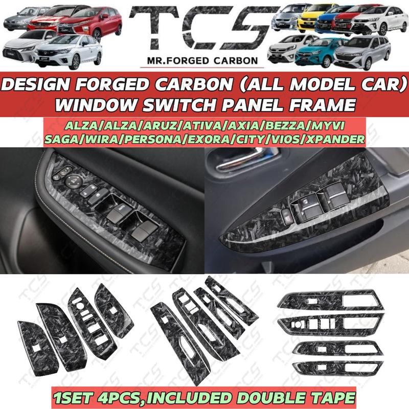 TCS FORGED CARBON WINDOW SWITCH FRAME AXIA BEZZA MYVI ALZA ATIVA ...