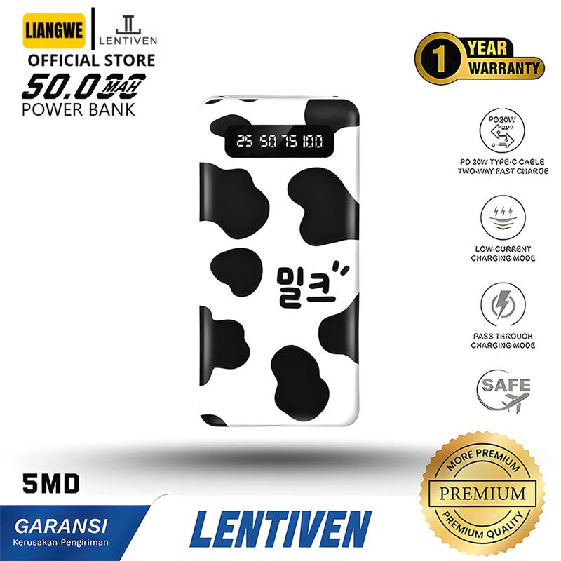 LIANGWE LENTIVEN Powerbank 50000mAh 4 Kabel Cute LED Portable Fast ...