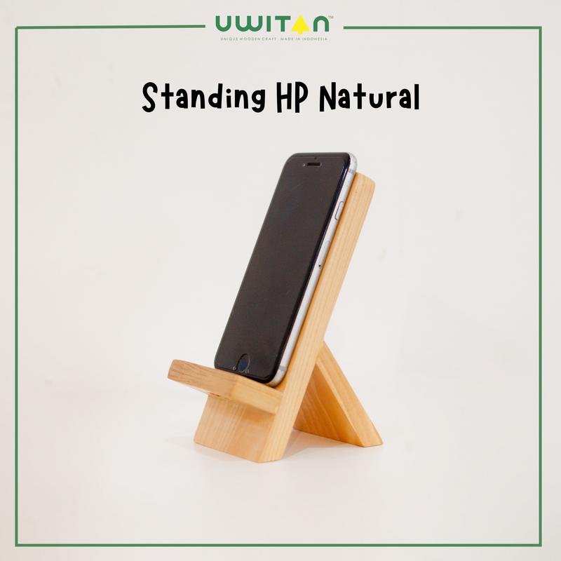 Uwitan Standing HP Natural - Phone Holder Aesthetic Bahan Kayu Untuk ...