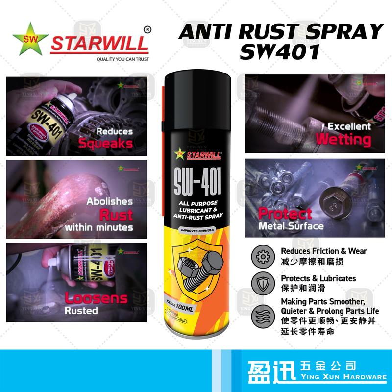 Starwill Anti Rust Spray Multi Purpose Minyak Karat SW401 500ML ...