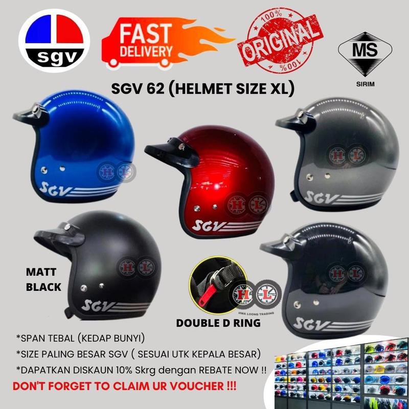 [ LIVE ] SGV HELMET SGV 62 SPECIAL SIZE XL (3 button) Topi Keledar ...