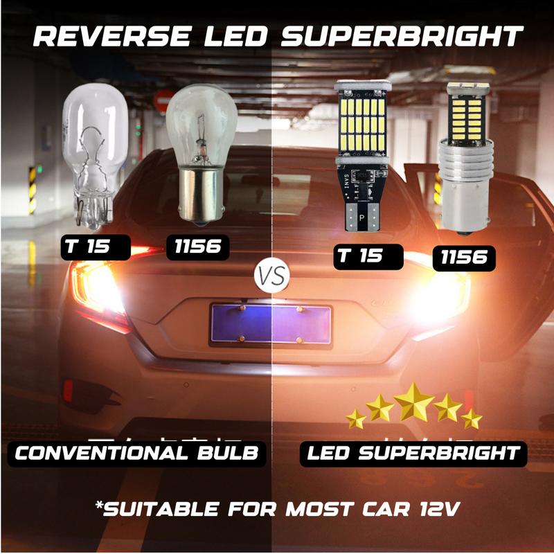 CAR LED REVERSE LIGHT T15 1156 SUPER BRIGHT FLASH NON FLASH WHITE ...