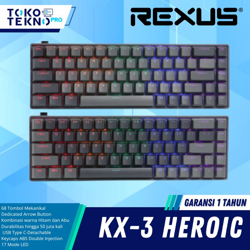 Rexus KX3 / KX-3 Heroic 68% Mechanical Gaming Keyboard - Shop | Tokopedia