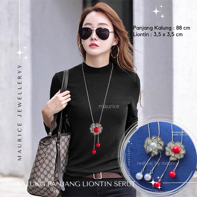 Maurice Jewellery Kalung Panjang Liontin Bunga Serut Aksesoris - Shop ...