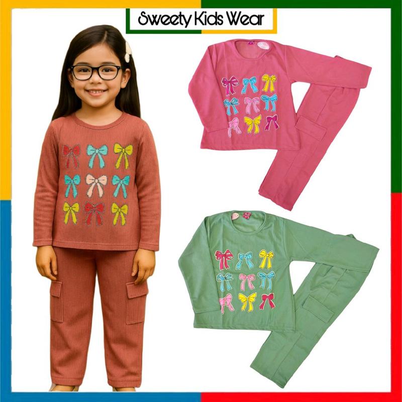 Set Cargo Baju Harian Anak Perempuan Motif Reben Cotton Pleated ...