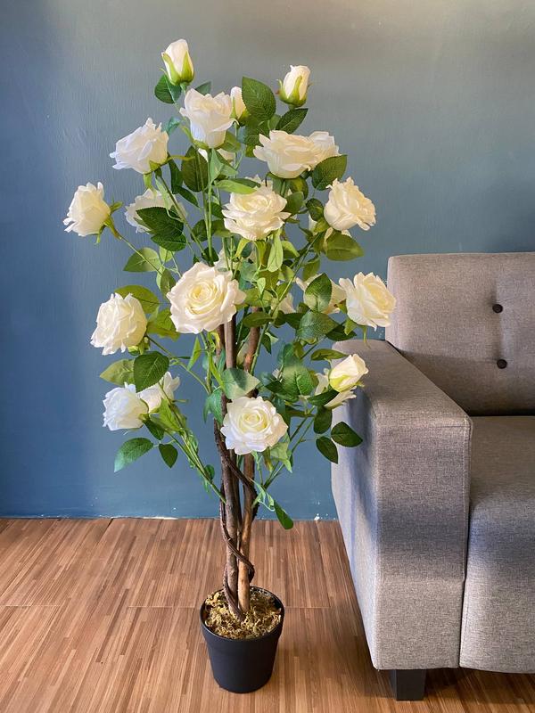 Pokok Bunga Hiasan Ros Putih 105cm / Premium White Rose Artificial ...