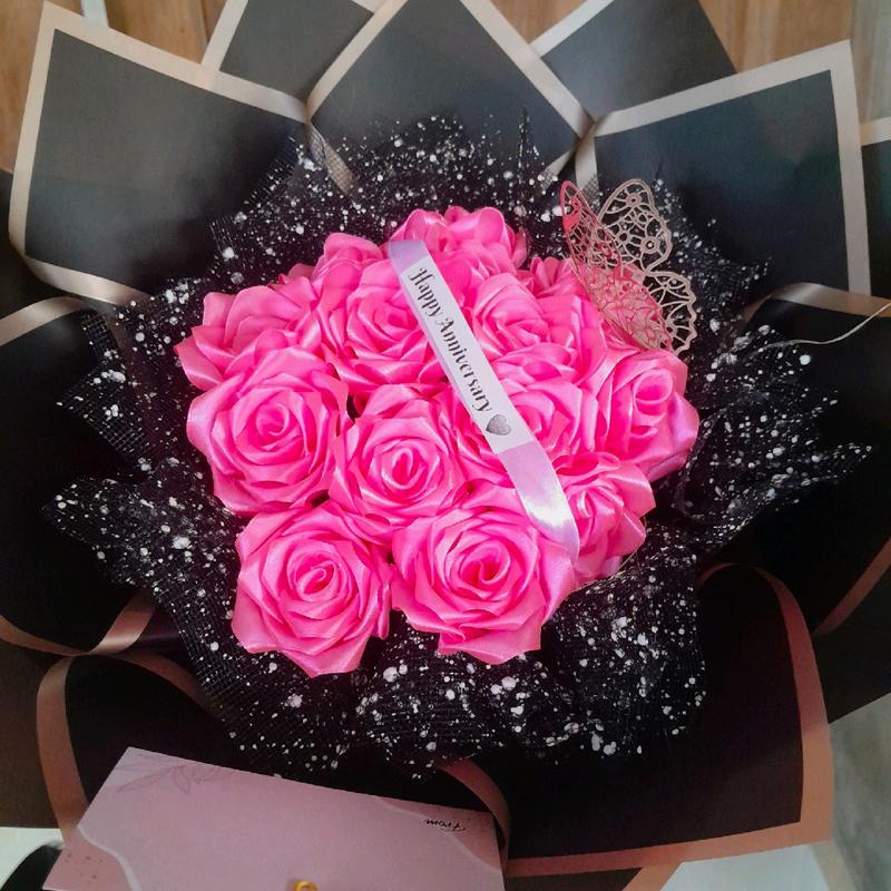 PREMIUM Buket bunga satin free kartu ucapan - Shop | Tokopedia