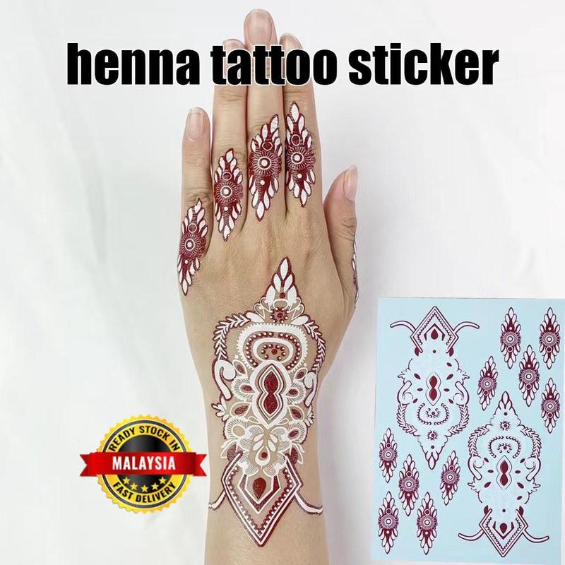 White Brown Indian henna tattoo sticker inkjet middle easter - TikTok ...