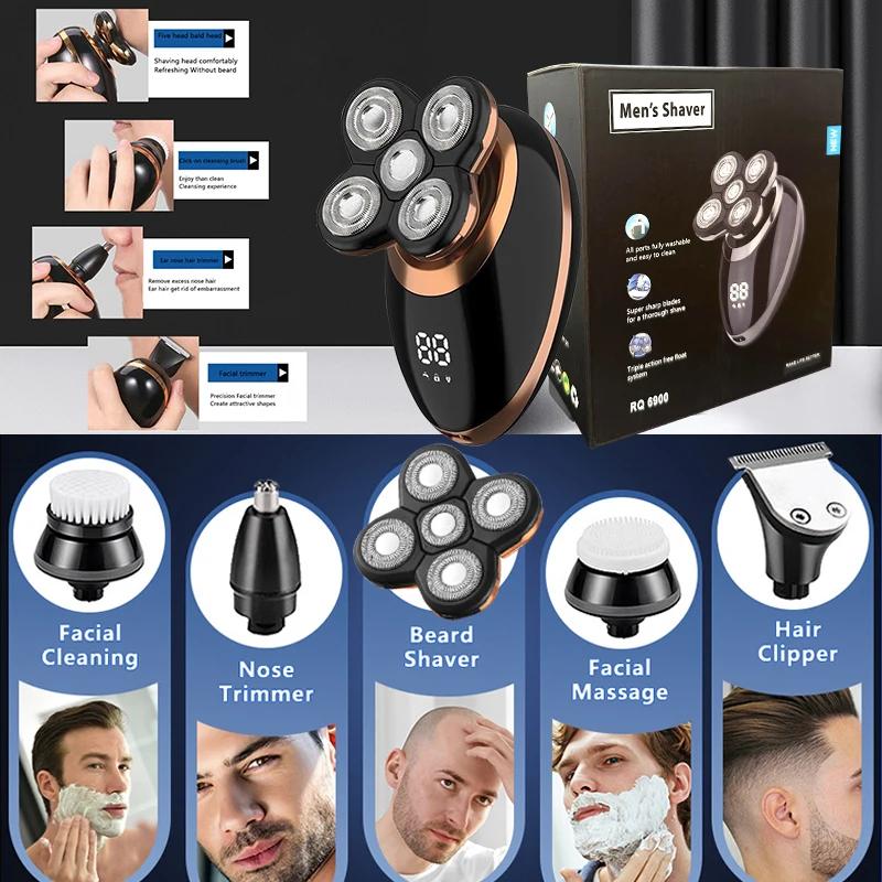 5 In 1 Electric Shaver For Men Bald Head Hair Clipper Nose Trimmer ...