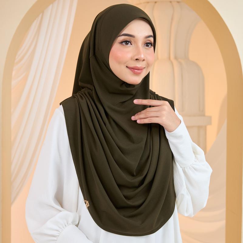 Arrawda Safiya Instant Scarf Wanita Kain Premium Mosscrepe Sejuk ...