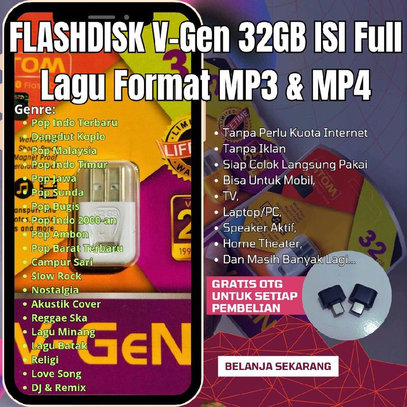 flashdisk full music - Flashdisk USB Atom V-Gen original 32GB Isi ...