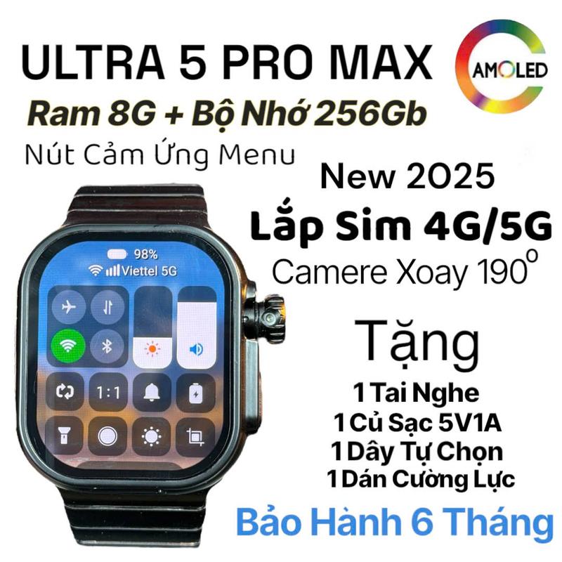 ( Ultra 5 Pro Max ) Đồng Hồ Lắp Sim Nâng Cấp 2025, Bộ nhớ 256Gb ...