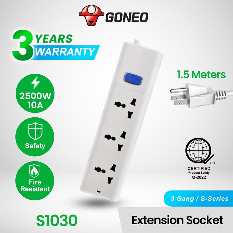GONEO SALE BULL Extension Cord 3 Gang Socket S1030-15 1.5 Meters - TikTok Shop Philippines