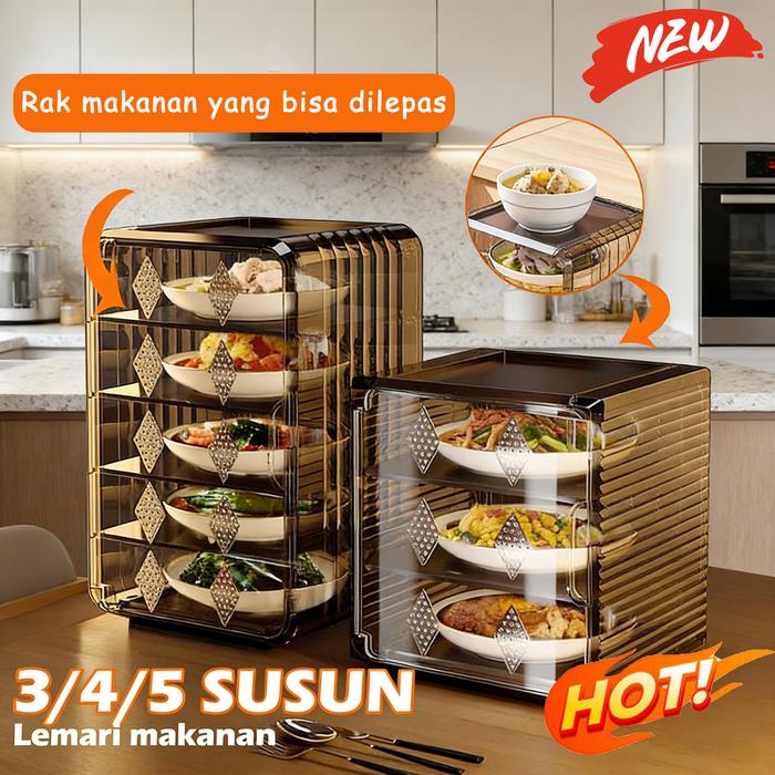Promo 【COD】Penutup Makanan Insulasi 3/4/5 Lapis, Lemari Penyimpanan ...