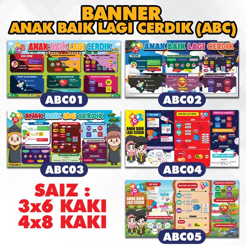 Banner Anak Baik Lagi Cerdik (ABC) 3x6 KAKI / 4x8 KAKI Stationery ...