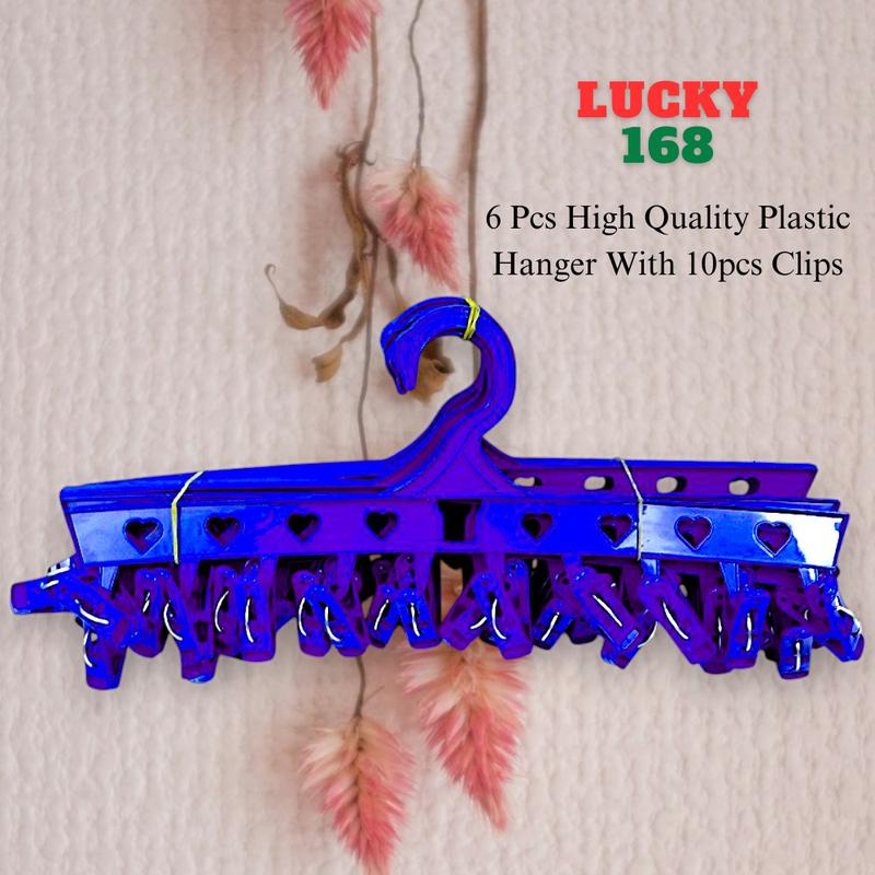 6 Pcs High Quality Plastic Hanger With 10pcs Clips/Sipit/ Hanging ...