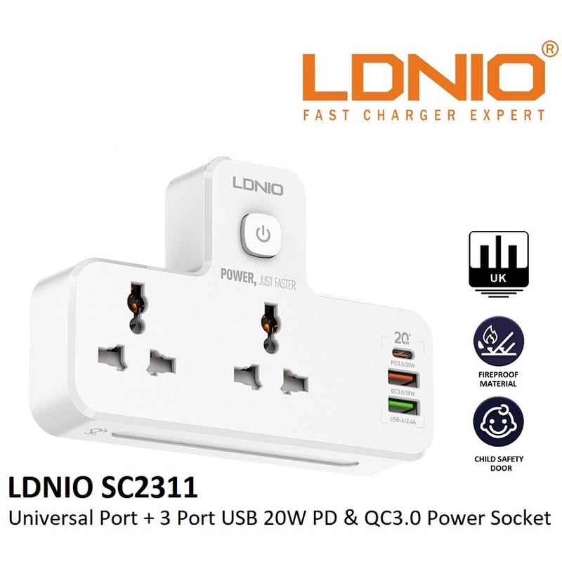 🅰️🅶️🆃️ LDNIO SC2311 Multi Plug Extension | 2 Universal Outlets ...
