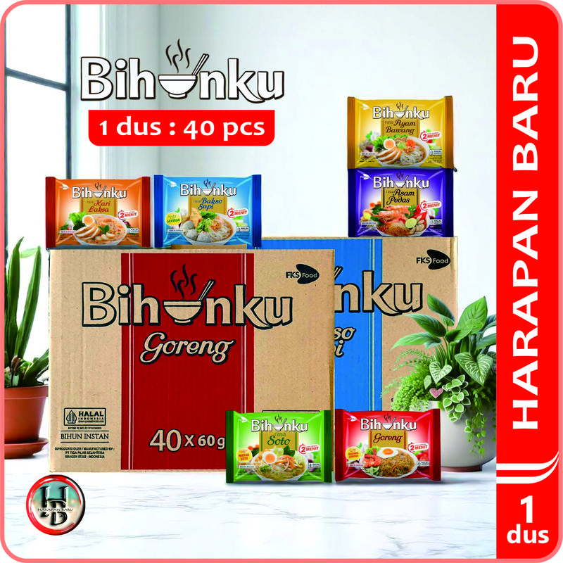 BIHUNKU Mie Instan Aneka Rasa - 1 Dus (40 pcs) - Kari Laksa Goreng Soto ...