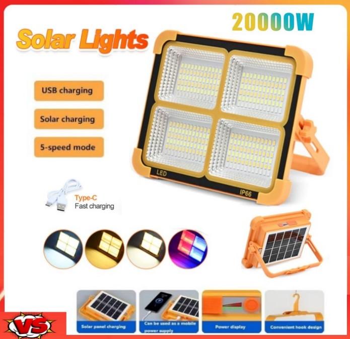 Lampu Solar LED 4 Grids Solar Charge 20000W Outdoor Light USB ...