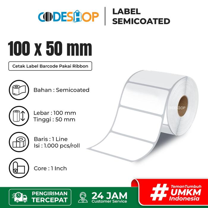Jual PROMO LABEL BARCODE SEMICOAT 100X50 mm ETIKET 1000PC STIKER 100 X ...