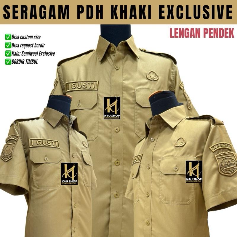 K4U SHOP Seragam PDH Khaki PNS ASN Exclusive Custom Bordir dan Request ...