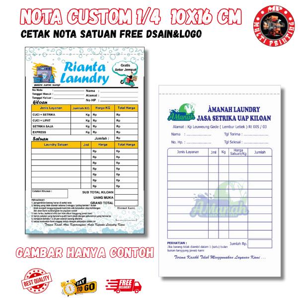 nota custom 1/4 gratis dsain ukuran 10x16 cm nota standar bo - Shop ...