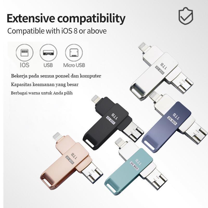 （Barang spot）FlashDisk iPhone USB3.0 Stik Memori Tiga-Dalam-Satu Flash ...