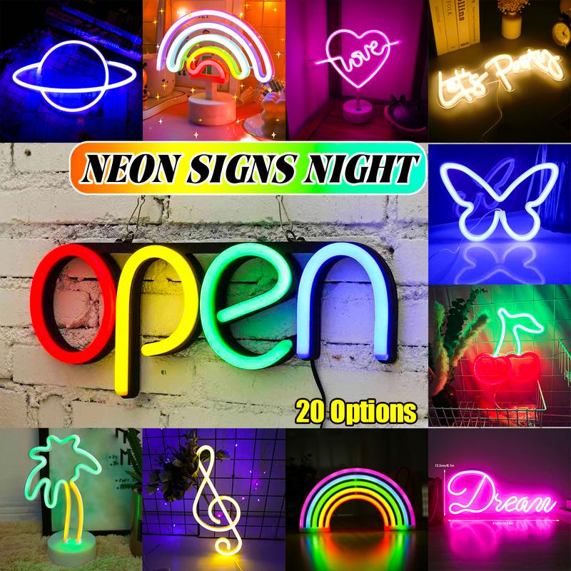 Open Neon Sign LED Neon Signs Night Light Ultra Bright Colorful ...