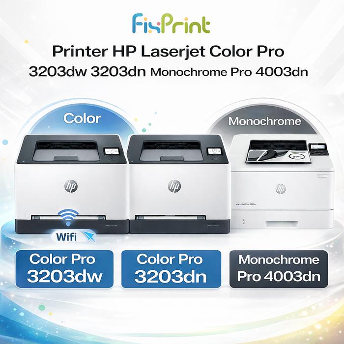 Promo Printer HP Laser Color Pro 3203dn Single Function Pro 3203dw WiFi ...