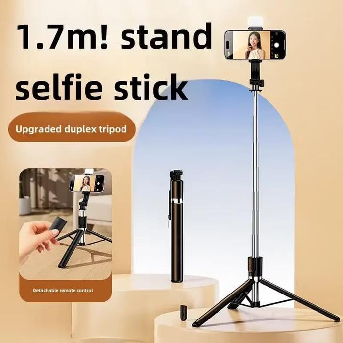 Promo 170cm 4in1 Tongsis LED Tripod Portable Selfie Stick 360°Handphone ...