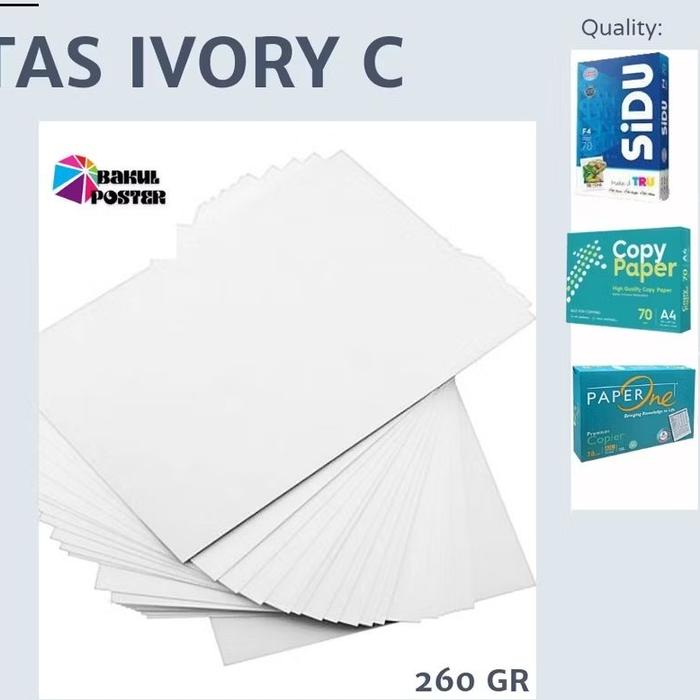Jual ISI 50 LEMBAR - Kertas Ivory 260 gsm Ukuran A4 / F4 - Tebal ...
