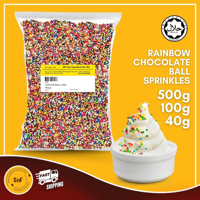 Colour Ball Sprinkle Nonpareils Halal Sugar Rainbow Cake Decorations ...