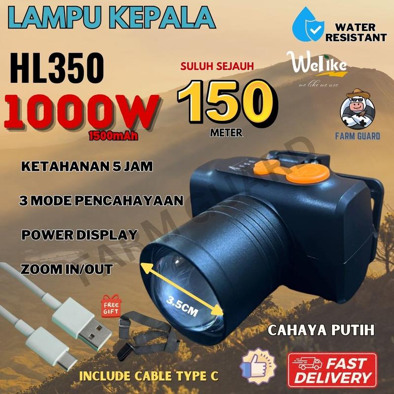 HL-350(1000W)Lampu Kepala/Suluh Boleh Zum 【﻿WeLike】Headlamp/Zoom In ...