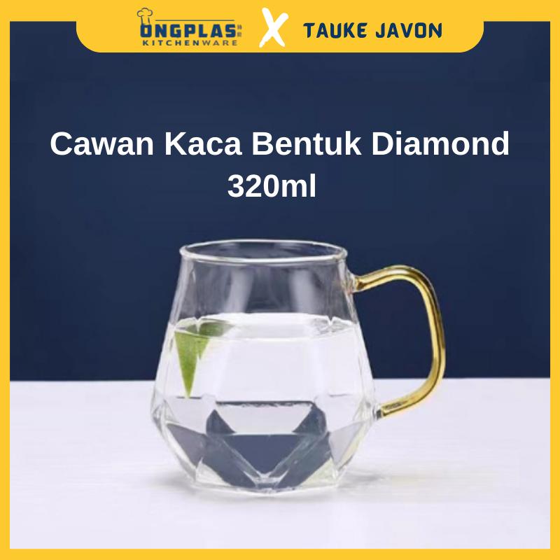 Diamond Glass Cup / Cawan Kaca Bentuk Diamond / Heat Resistance ...