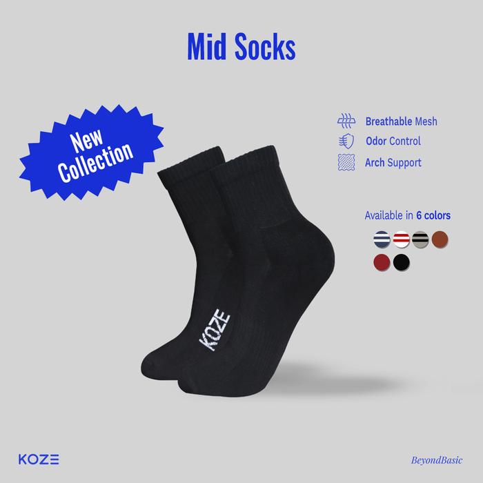 Promo KOZE - Premium Mid Socks All Color - Kaos Kaki Semua Warna - Grey ...