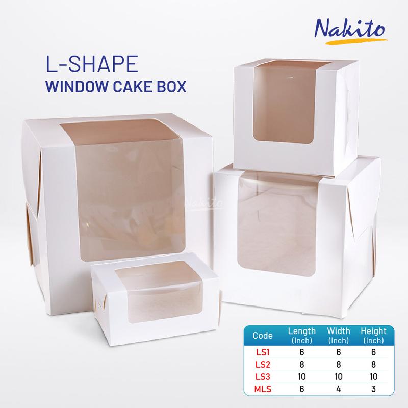 【10pcs】White L Shape Window Cake Box 6"x6"x6" 8"x8"x8" 10"x10"x10"Kotak ...