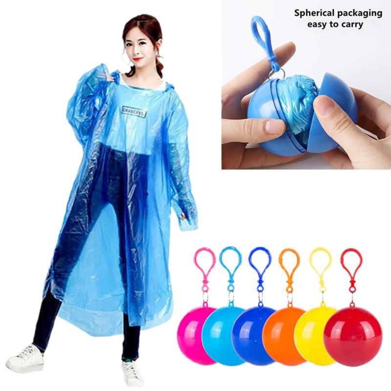 Portable Raincoat Ball Emergency Poncho Unisex Plastic Disposable ...