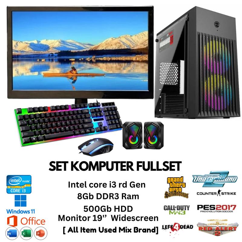 Set Komputer Desktop Pakej Intel i3 3rd Gen-8GB RAM-500GB HDD-Windows ...
