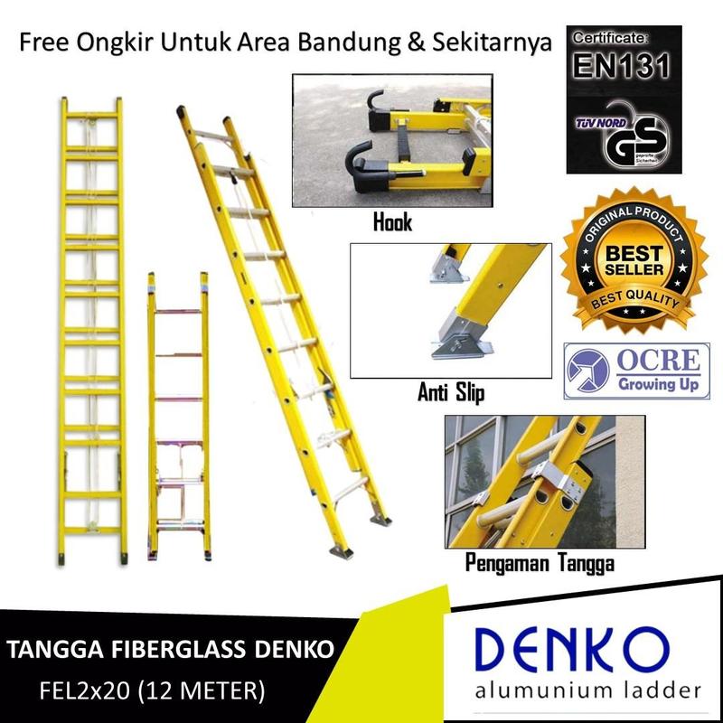 Tangga Fiberglas Extension 12 Meter Tangga Denko Tangga PLN Aluminium ...