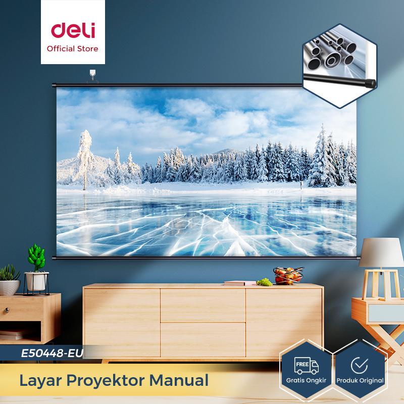 Deli Layar Proyektor Manual Gantung / Screen Projector 100 inch - Shop ...