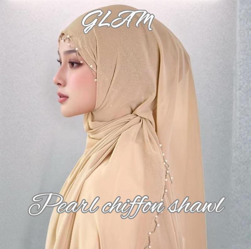 【Buy2Get3】Shawl Mutiara dengan Butiran Manik Sifon dan Beropol - TikTok ...