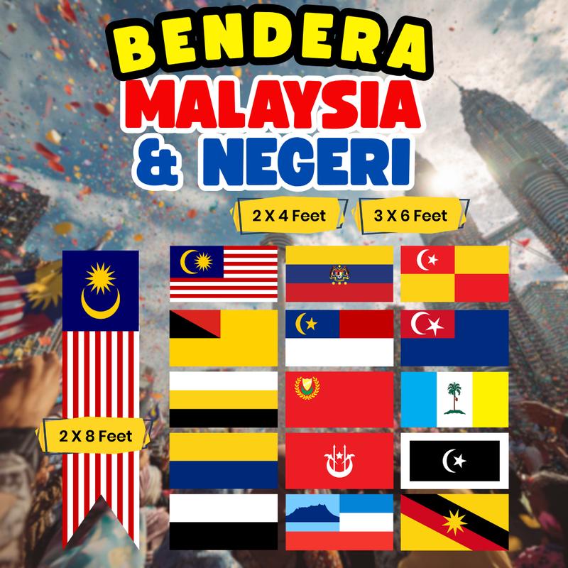 TBF Bendera Malaysia & Bendera Negeri 2x4/2x8/3x6 Merdeka Bunting ...