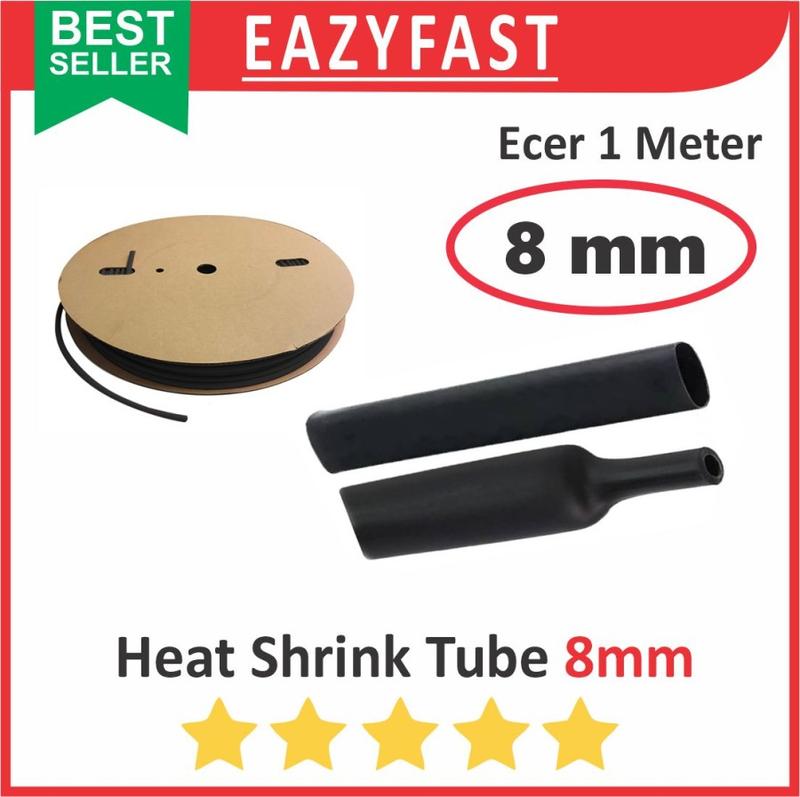 HeatShrink Heat Shrink Cable Kabel Selongsong Bakar Susut 8mm 1 meter ...