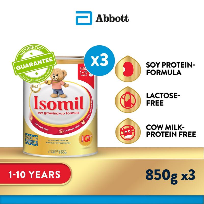 [Bundle of 3] Isomil® Stage 3 Soy Growing-Up Formula 850g (1-10 ...