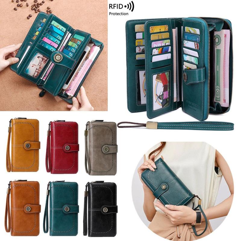 Luxury Leather Female Purses Anti-theft Women Wallets with RFID ...