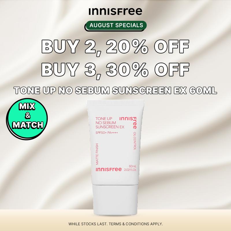 INNISFREE Tone Up No Sebum Sunscreen Ex SPF50 PA 60ml | Matt - TikTok ...