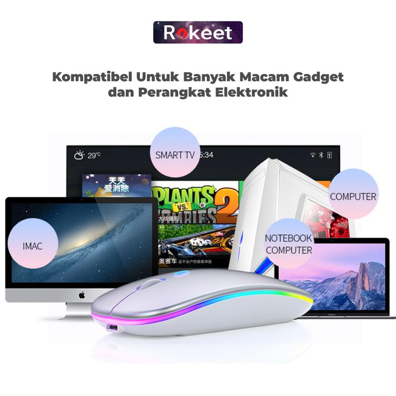 Rokeet Mouse Wireless Silent Click Dan Rechargeable Alat Untuk - Shop ...