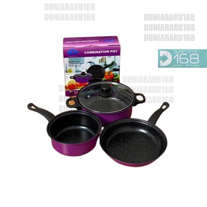 PANCI SET 3IN1 ANTI LENGKET LENGKAP DENGAN TUTUP / PANCI SET HAMPERS ...