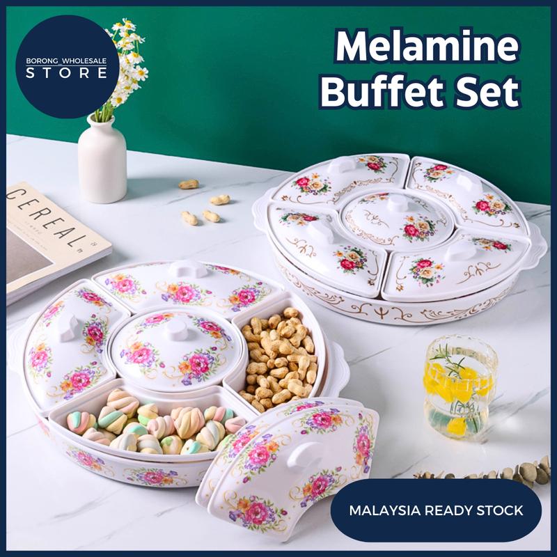 SET 5 Dalam 1 Bekas Hidangan Bulat Berputar / SET BUFET MELAMINE 5 ...